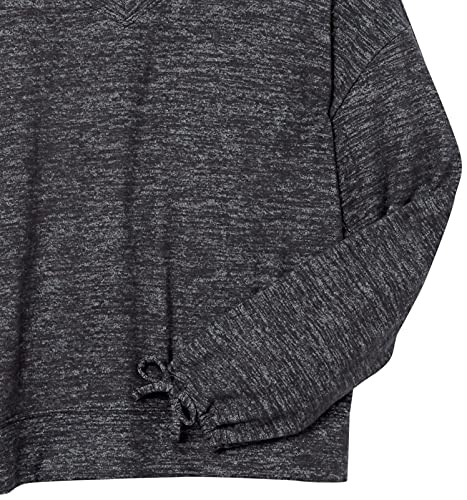 Amazon Brand - Daily Ritual Women's Cozy Knit Tie Sleeve V-Neck Sweatshirt, Black Marl, Medium