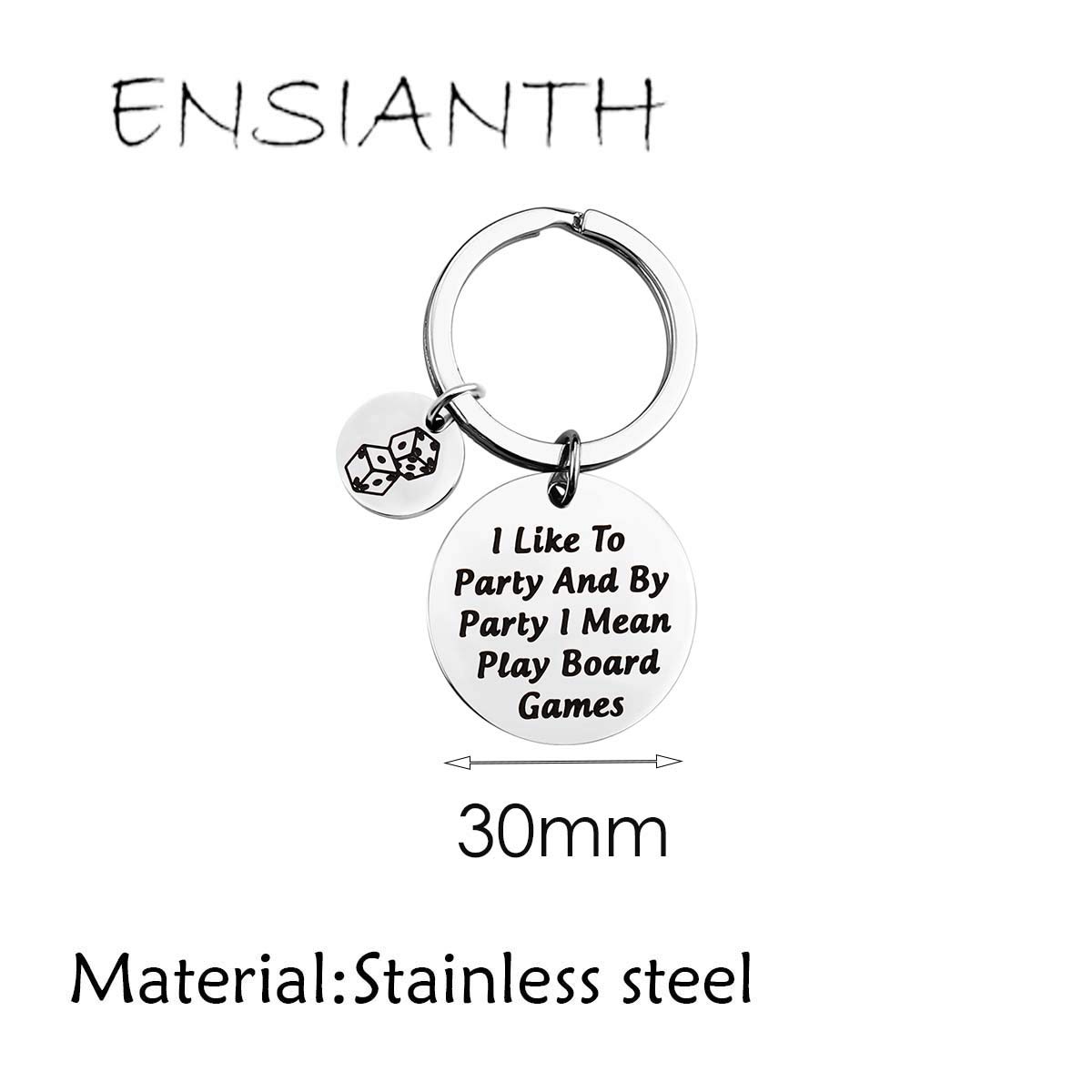ENSIANTH Funny Board Game Gift Board Game Keychain Board Game Lover Gift I Like to Party and by Party I Mean Play Board Games (Board Game Keychain)