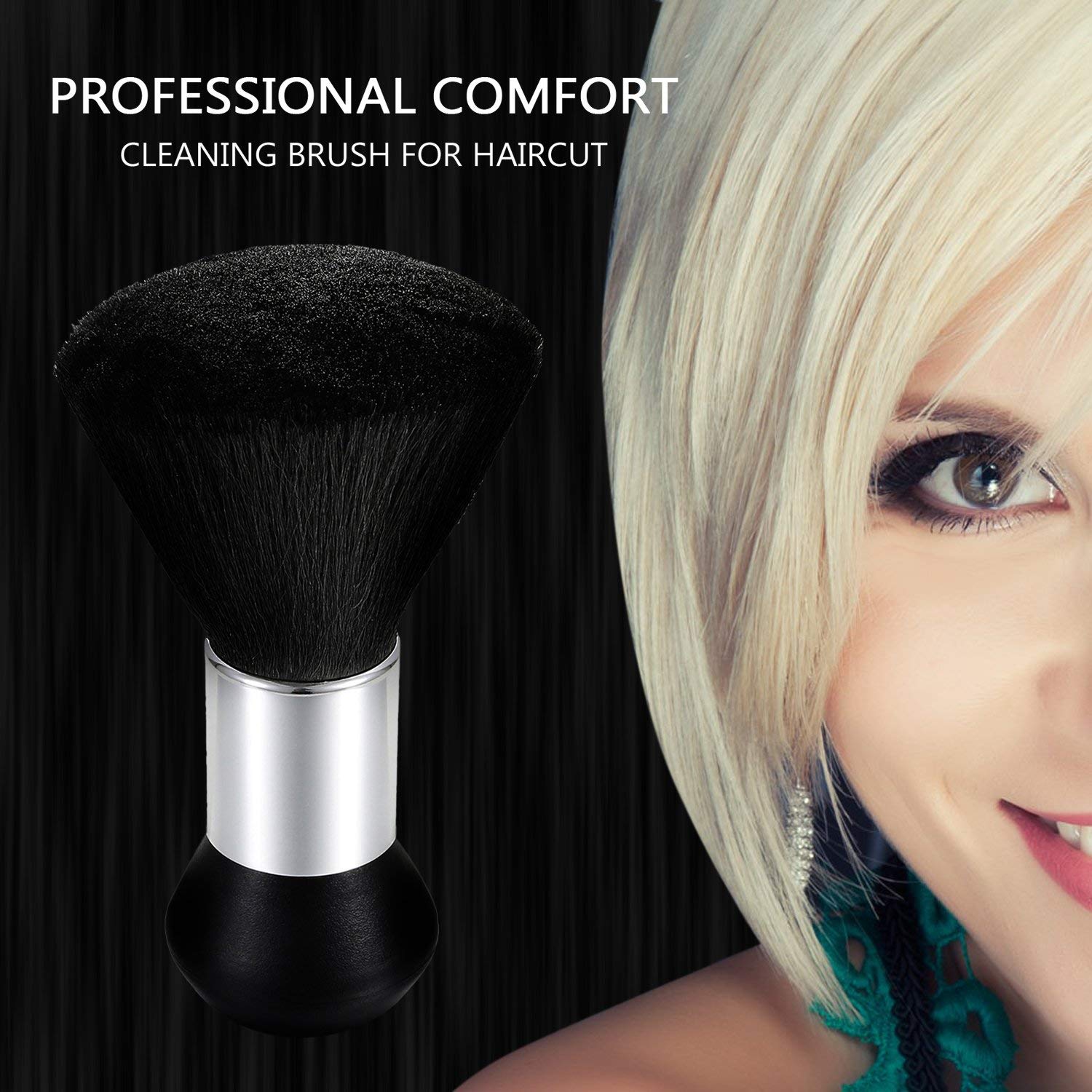 Vtrem Hair Brush, Barber Brush Neck Duster: Black, Oblong, Nylon Bristles, Plastic Handle, Hair Brush for Barbers or Salon Professionals