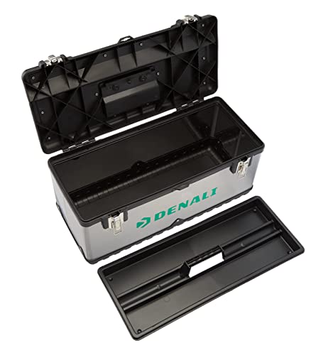 Amazon Brand - Denali Tool Box with Metal Latches, 23.3 x 11.0 x 10.8 in, Black