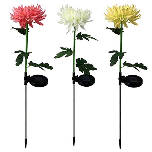 sknonr Outdoor Waterproof Garden Lawn Plug-in Light LED Solar Light Artificial Chrysanthemum Light Home Garden Decoration 3 Pieces, 80cm