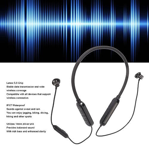 Acogedor BT Neckband Headphone HiFi Stereo IPX7 Waterproof Magnetic Earbuds for Sports, Built in Mic, 20 Hours Playback
