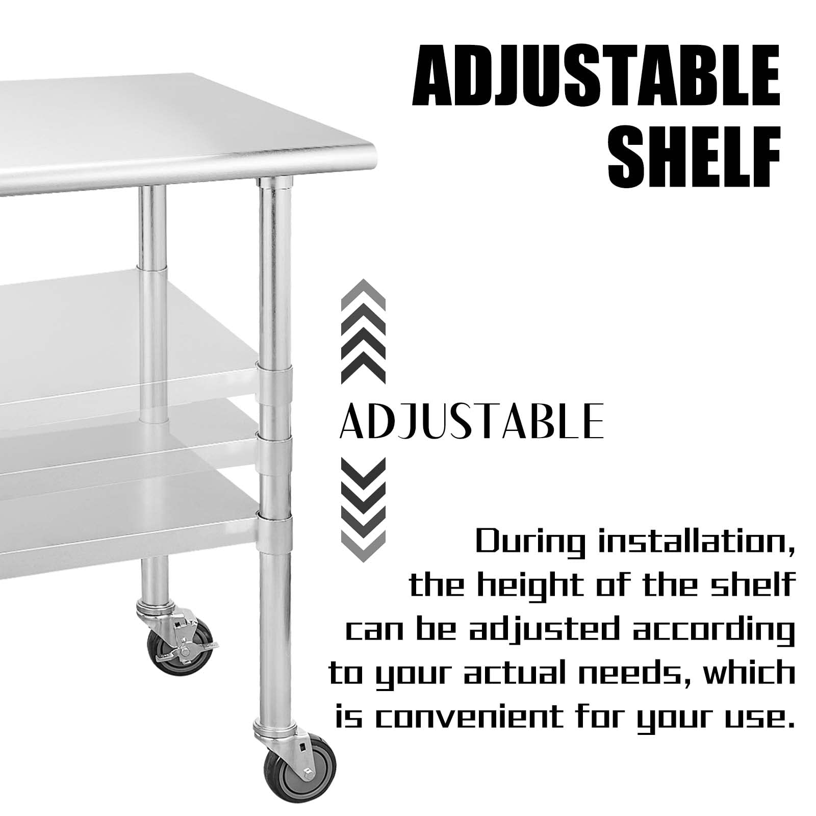 BELANITAS Stainless Steel Table 48 x 24 Inches Stainless Steel Work Table with Wheels NSF Kitchen Prep Table for Commercial Kitchen Garage, Workshop, Restaurant, Laundry