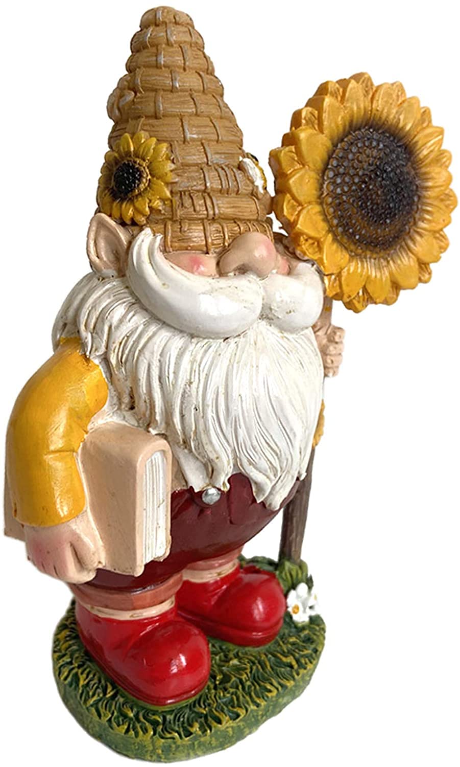 Gnome Statue Bumble Bee Gnome Ornament Resin Scandinavian Gnomes Figurine Dwarf Statue for Garden Lawn Yard Home Bee Day Decoration - Sunflower