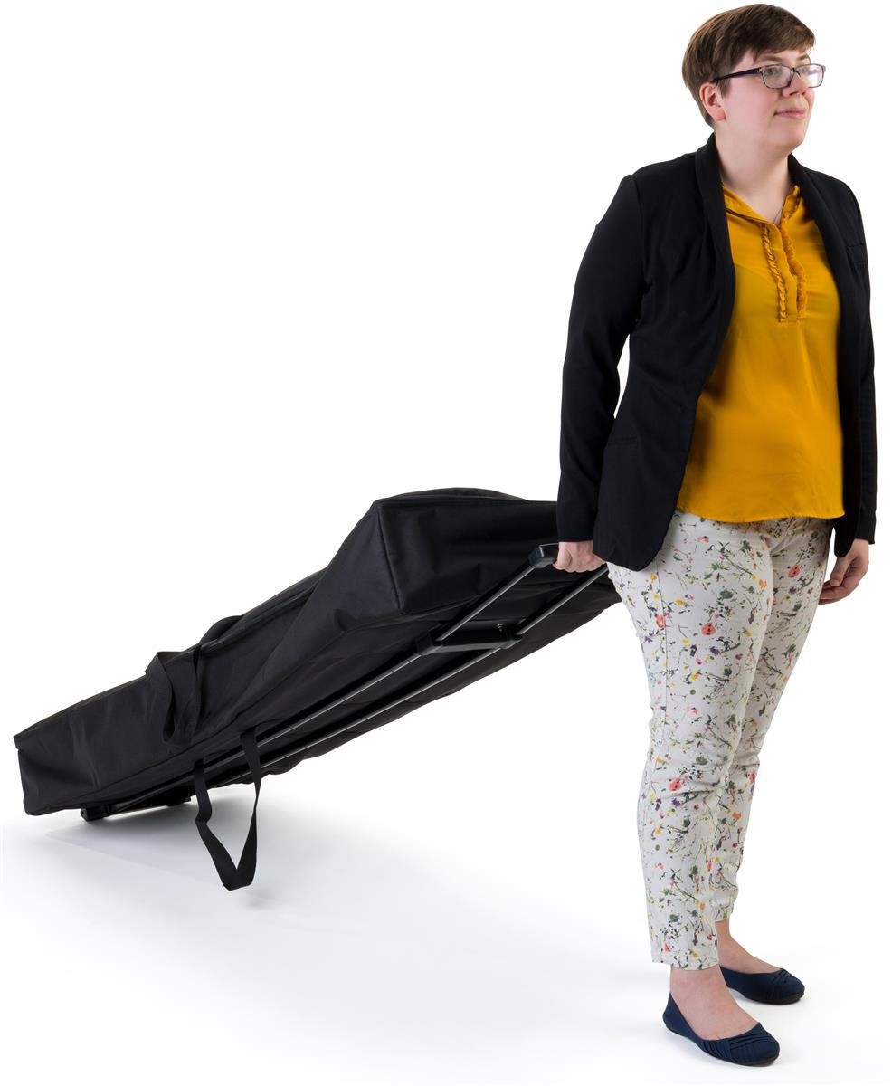 Displays2go, Rollable Carpet Black Carry Bag, Wheels, Aluminum and Canvas Construction - Black (SOCASE01)