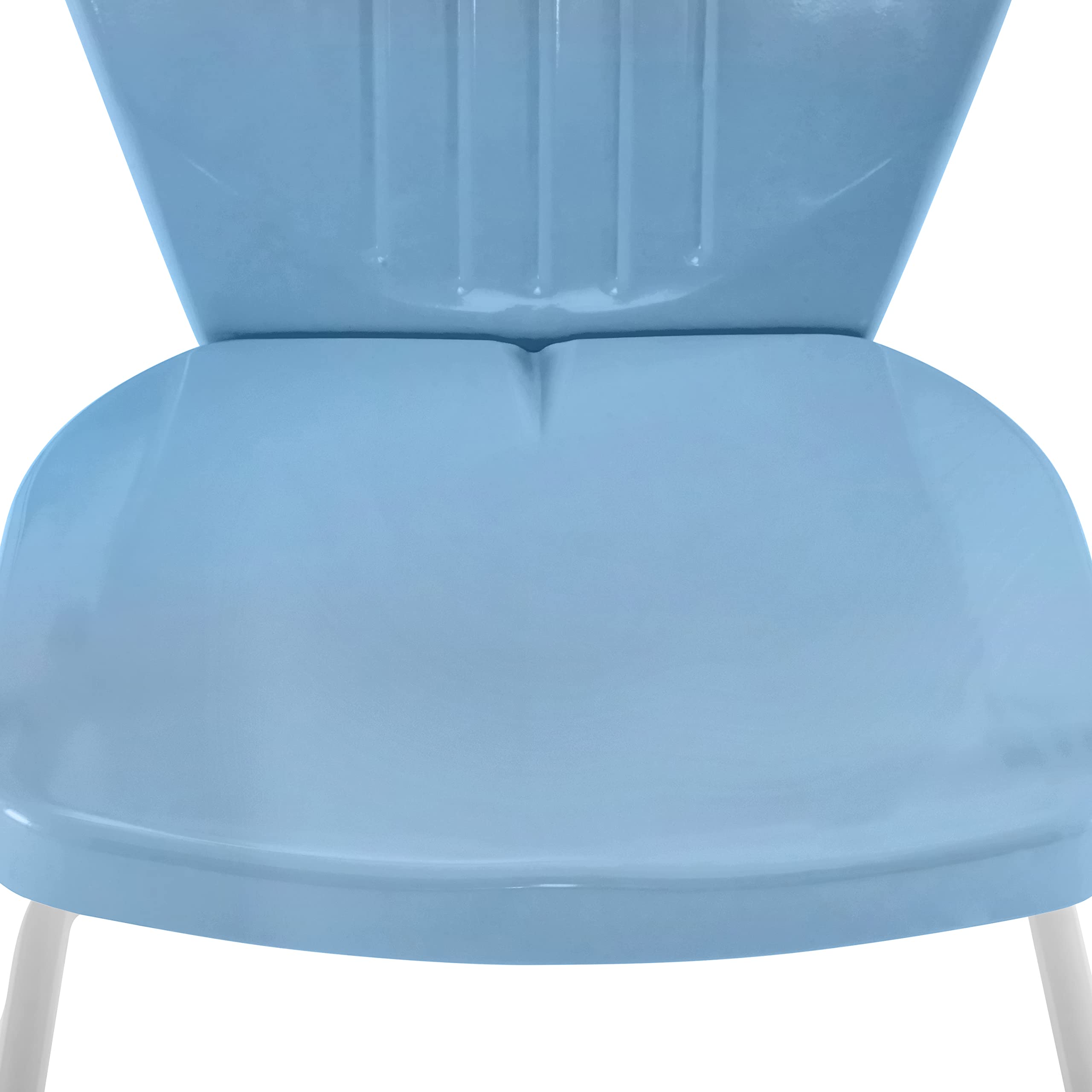 Crosley Furniture Griffith 3-Piece Outdoor Bistro Set, Retro Metal Patio Table and Chairs for Dining, Porch, Sky Blue Gloss and White Satin