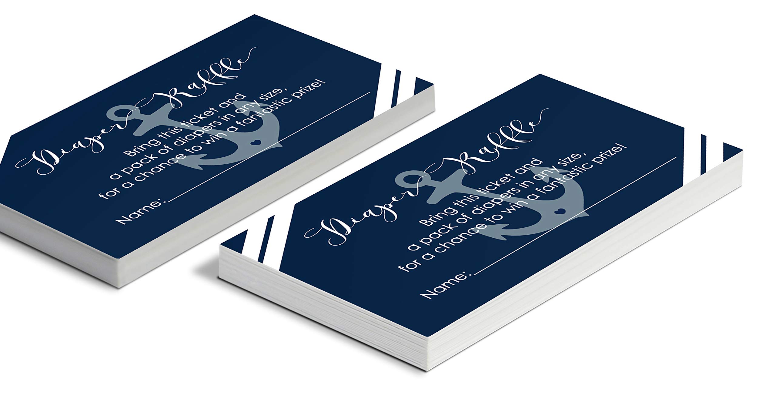 Paper Clever Party Nautical Diaper Raffle Tickets (25 Pack) Boys Baby Shower Games for Drawing Prizes - Invitation Insert Guests to Fill-In β Anchor Theme Blue - 2x3.5 Printed Card Set