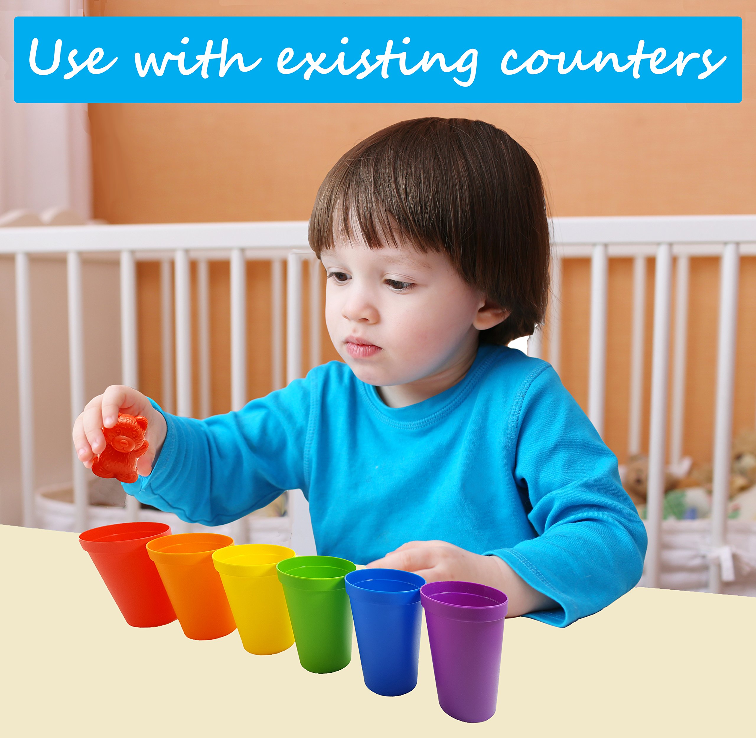 Skoolzy Peg Board Set - Rainbow Stacking Cups - Scissor Tongs for Toddlers