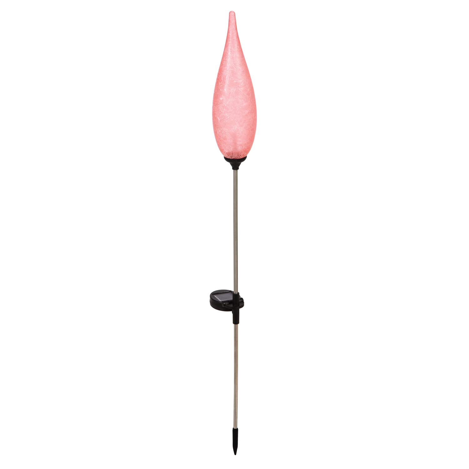 Evergreen Garden Outdoor Décor Fire Flame Solar Glass Torch, Pink Feather Finish for Homes Gardens Yards Lawn and Patio