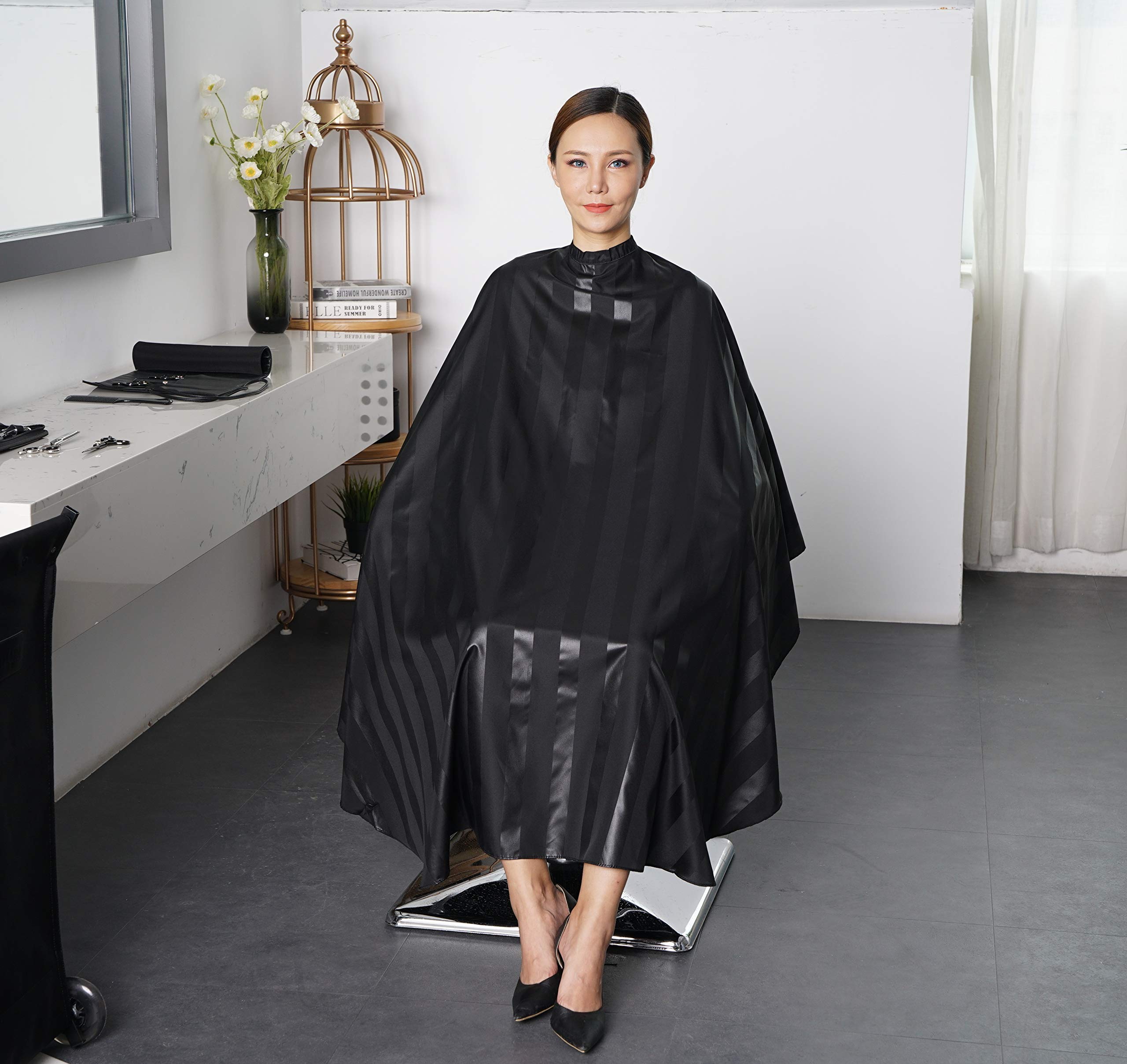 SMARTHAIR Professional Salon Cape Polyester Barber Cape Hair Cut Cape,54”x62”,Black,C035001C
