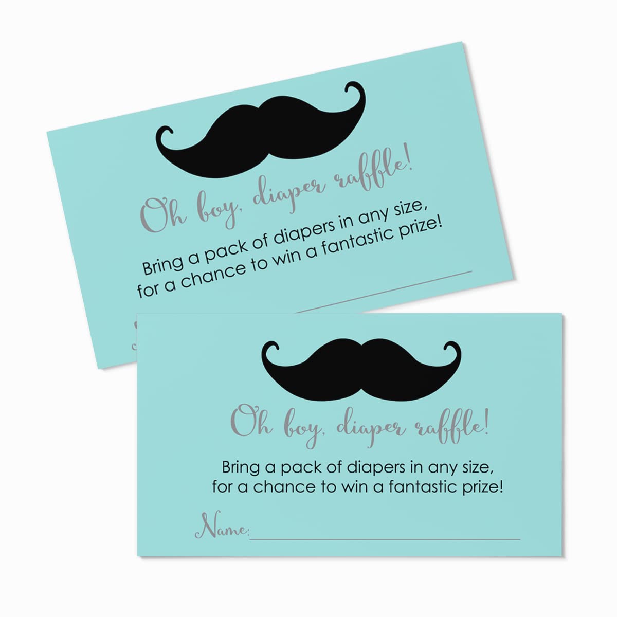 Paper Clever Party Mustache Diaper Raffle Tickets (25 Pack) Boys Baby Shower Games – Invitation Insert Card Set - Size 2x3.5