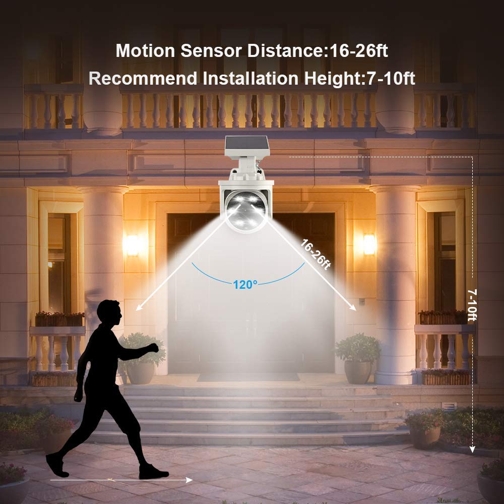 EVERSECU 2400 Lumen 6 LEDs Motion Sensor Solar Flood Lights Outdoor PAN/TILT manually Adjustable Solar Spotlight with Battery Waterproof Wireless Security Dummy/Decoy Camera for Garden Porch Barn