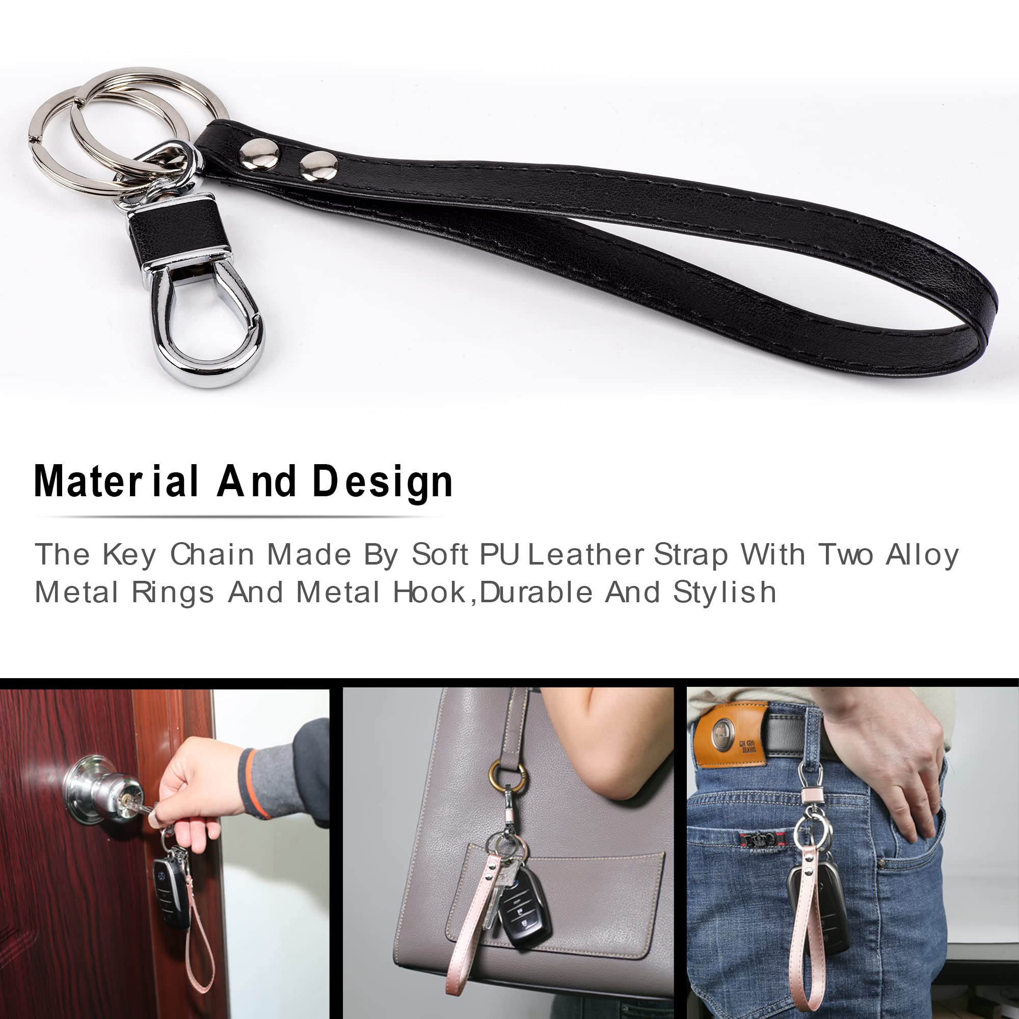 Amazon Essentials - Lanyard Keychain with Detachable Alloy Metal Rings Metal Rings (black)