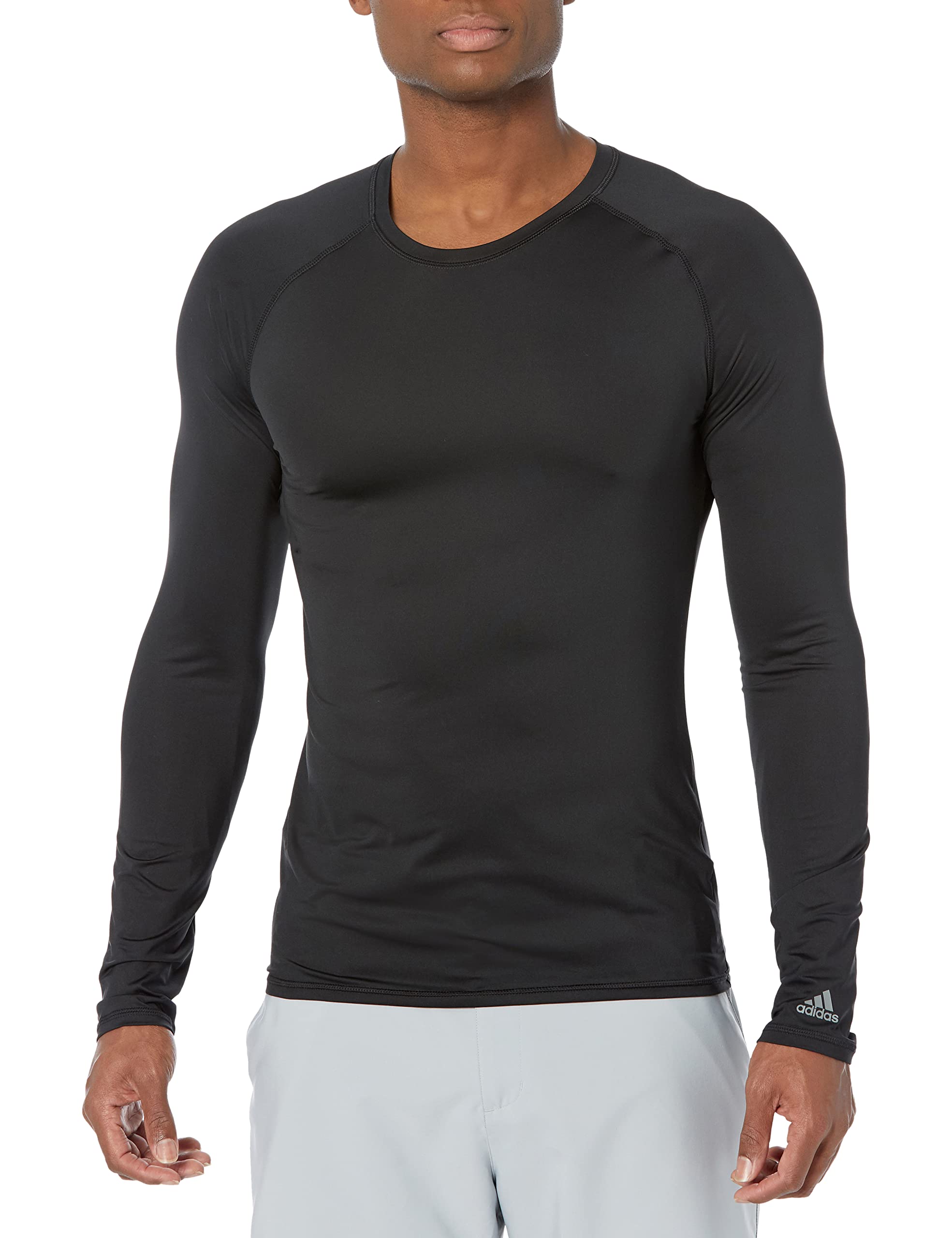 adidas Men's UPF Base Layer Long Sleeve Top, Black, Large
