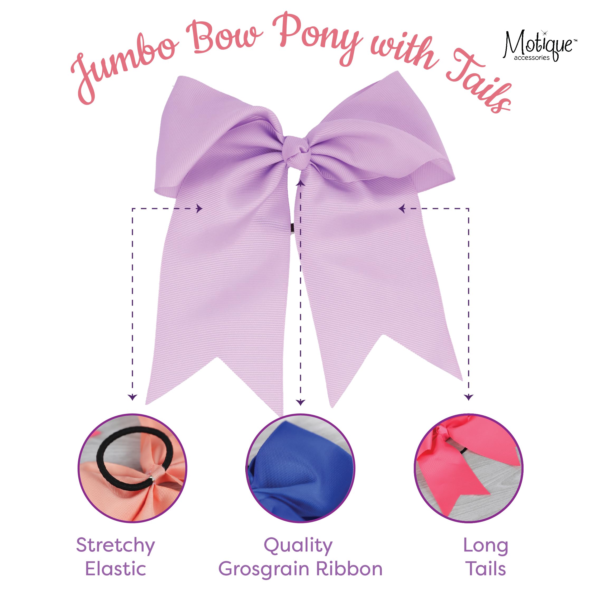 White Jumbo Bow Pony with Tails