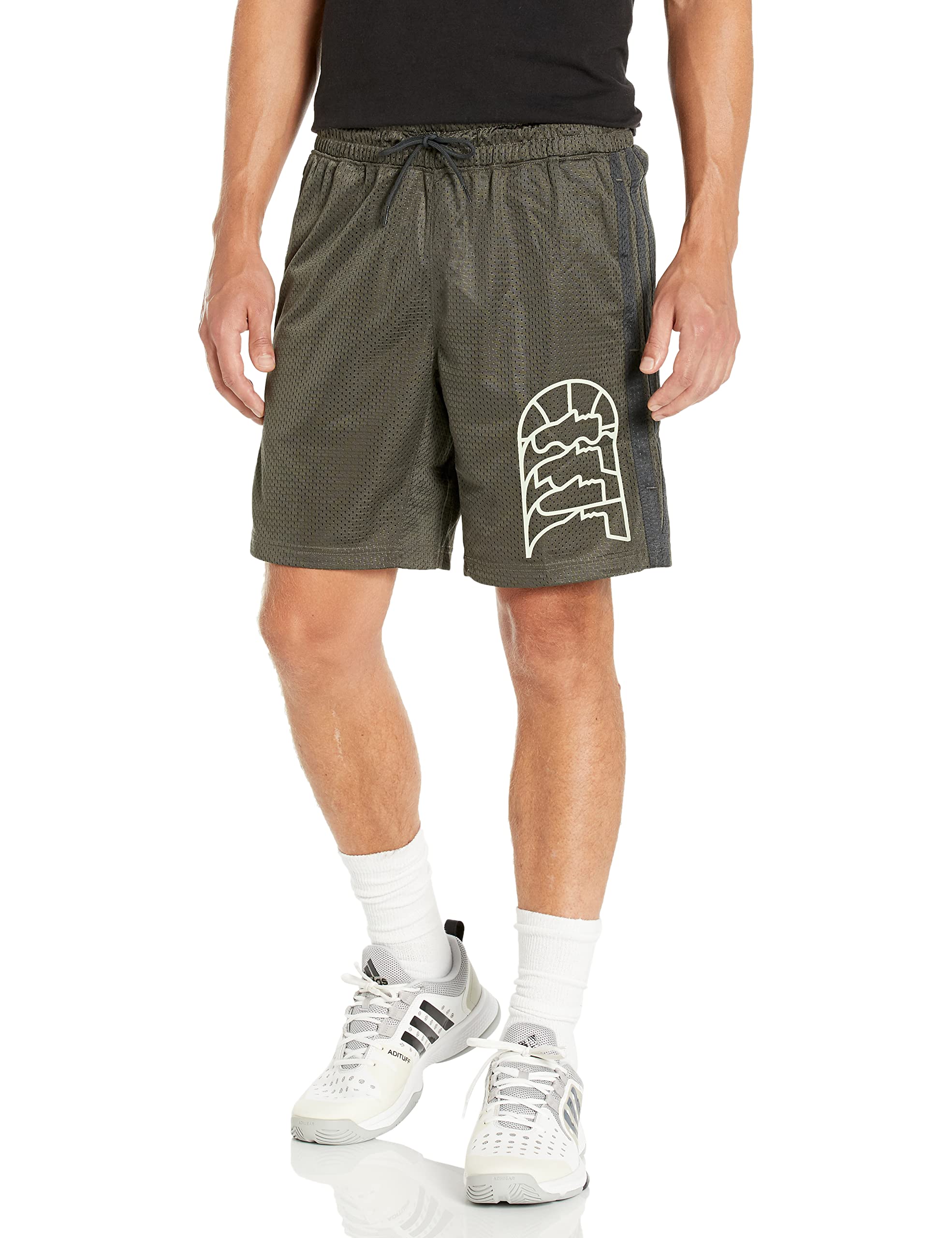 adidas Men's World Wide Hoops Shorts, Utility Grey, Large