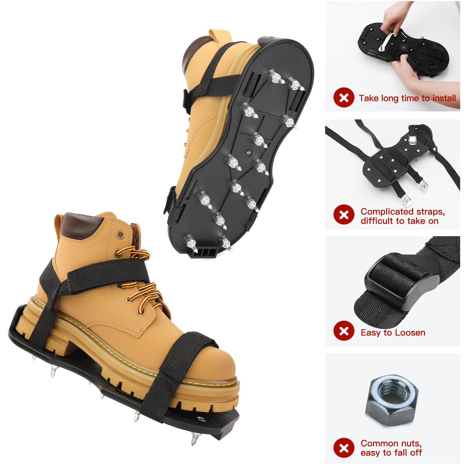 Awiivee Epoxy Floor Spiked Shoes-Gunite Spiked Shoes for Epoxy Floor Coating with Adjustable Widen Straps, Full Assembled Perfect for Epoxy Garage Floors, Overlays, Cover Installation