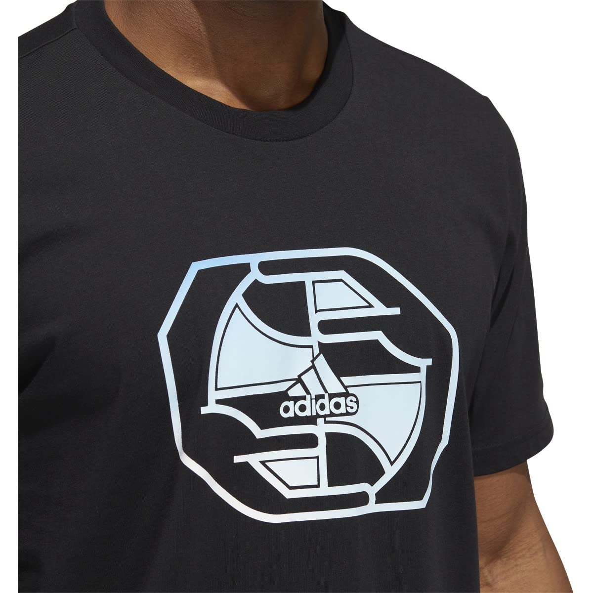 adidas Men's World Workout Hoops Badge of Sport Graphic Tee, Black, Large