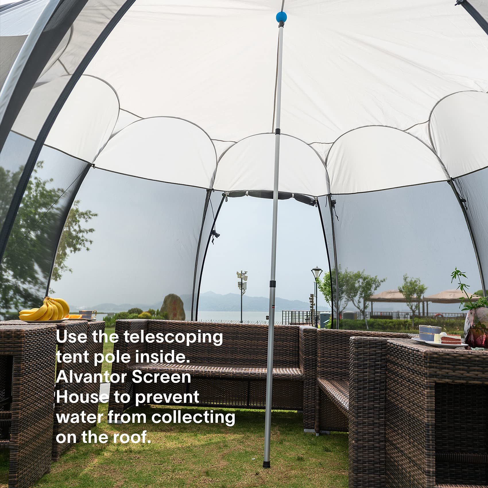 Alvantor Aluminum Telescoping Tarp Poles Adjustable Rods Screen House & Bubble Tent, Portable Awning Poles for Tent Fly & Tarps Canopy, for Camping, Hiking, Backpacking, Extend to 112.6”