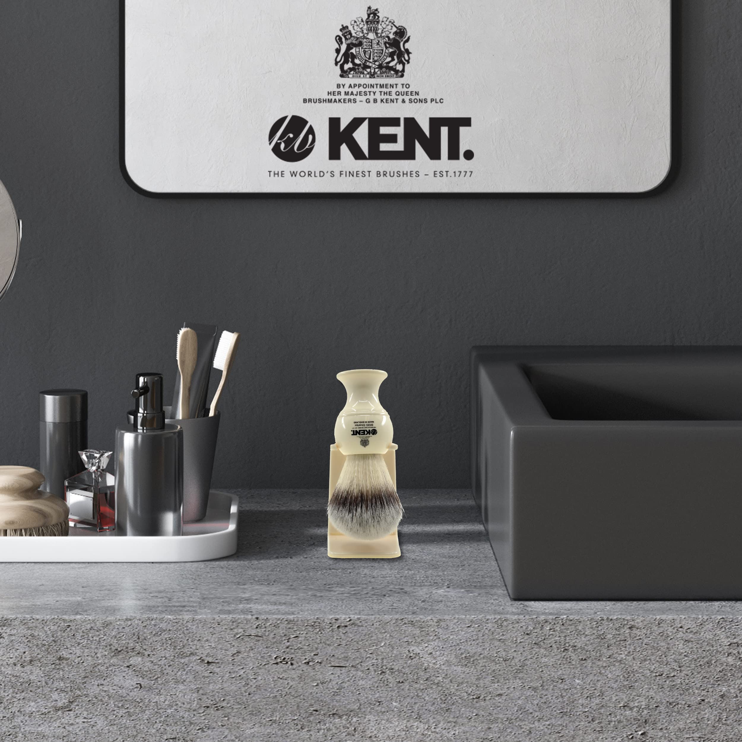 Kent VSB6 1.5" Water Resistant Mock Ivory Shaving Brush Stand - For Kent BK2 and BK4 Natural Shaving Brush Air Drying Base