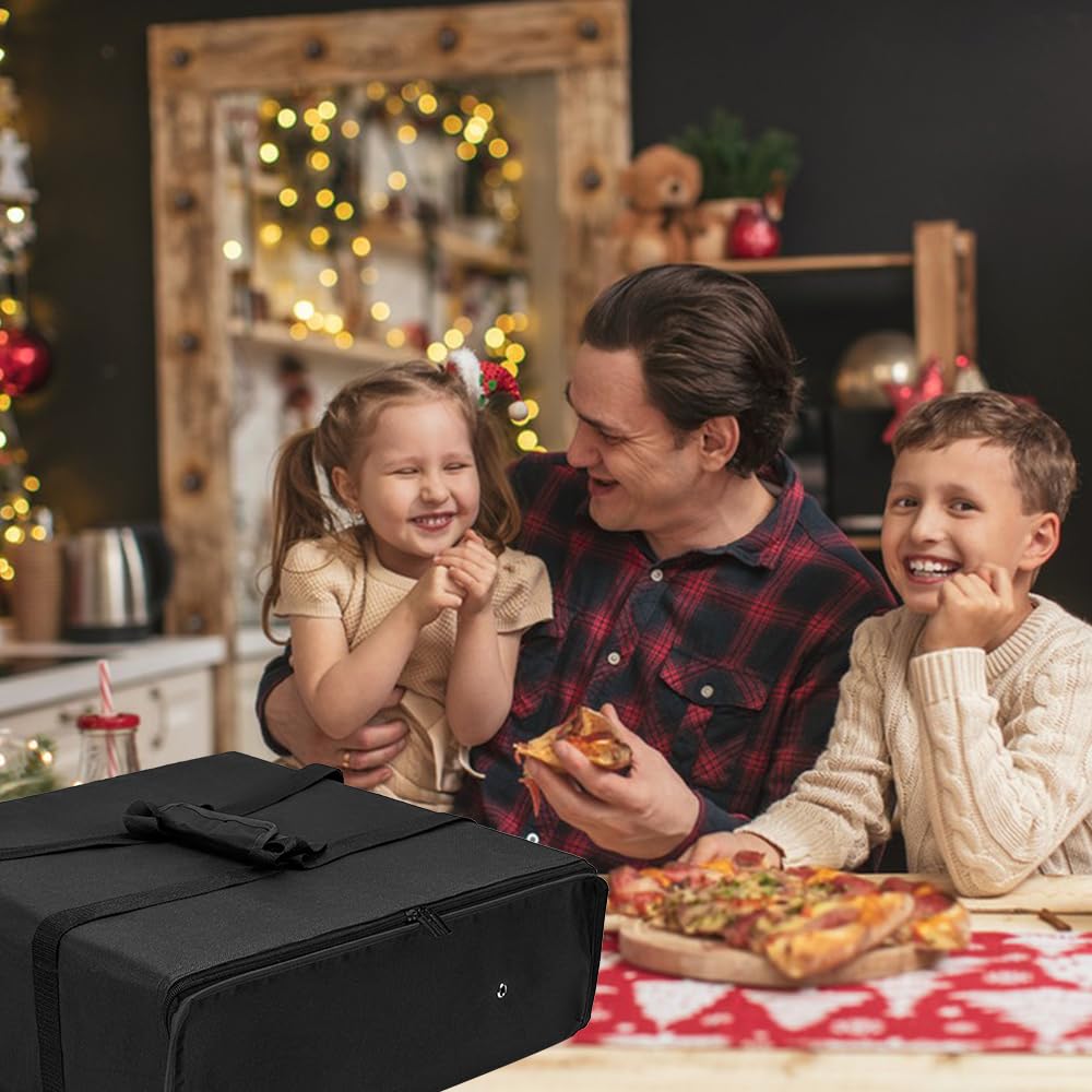 TOGETRUE Pizza Bag, Insulated Pizza Bags for Delivery Carry Hot, Large Pizza Food Delivery Bag for Doordash, Uber Eats, Pizza Warmer Bags for Personal Use, 20 x 20 (Basic Black)
