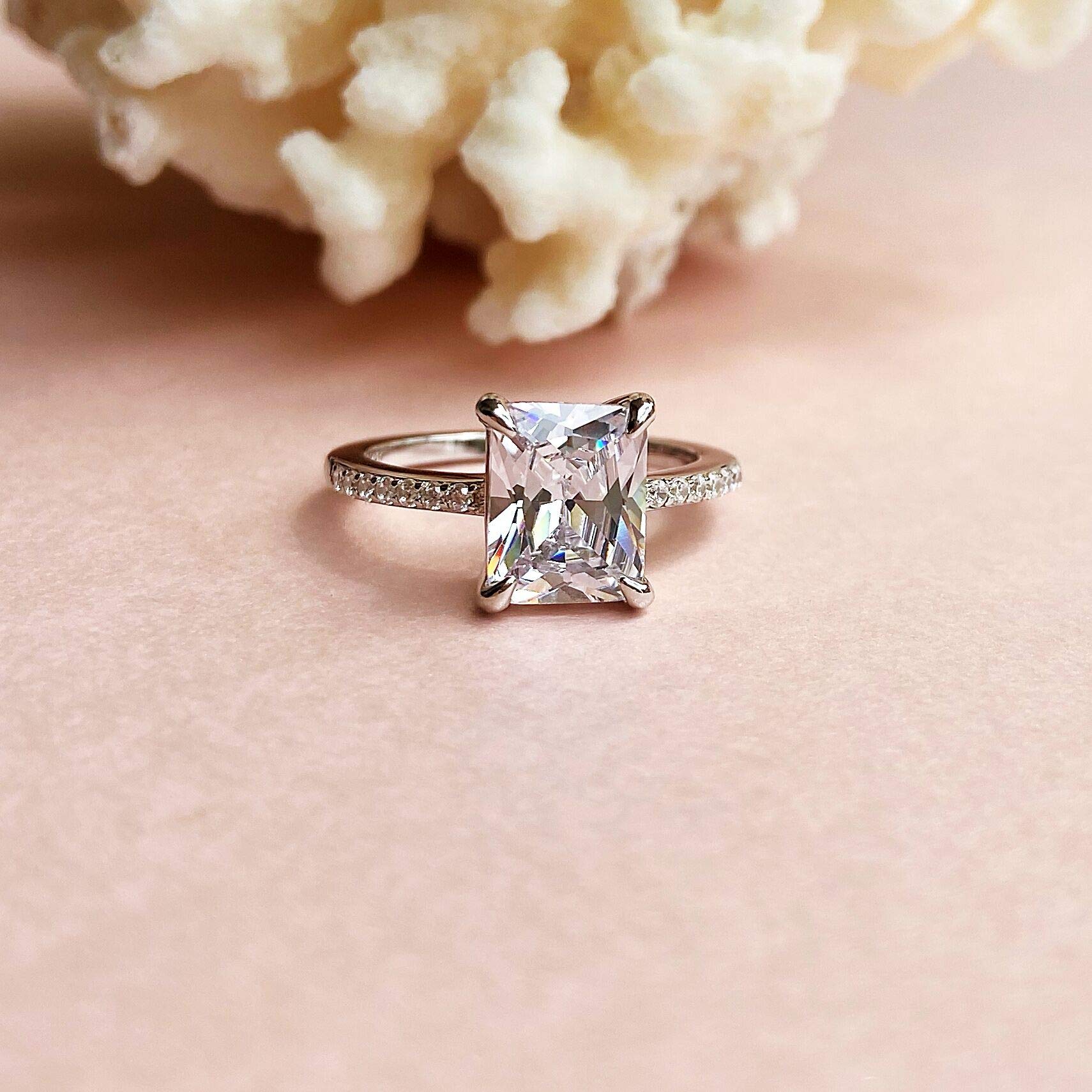 925 Sterling Silver 9x7mm 2.5 Ct Radiant-cut Bridal Ring Solitaire Engagement Anniversary Wedding Ring (5)