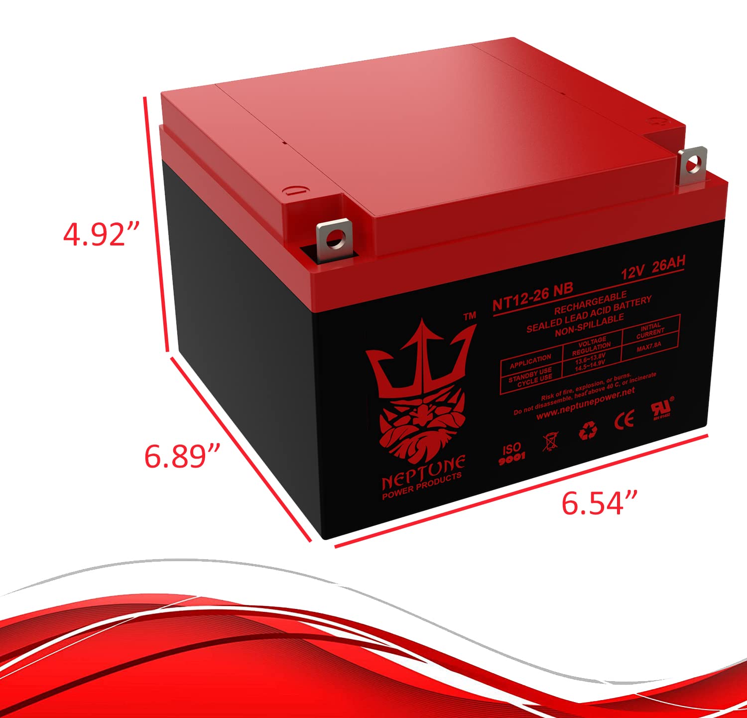 Neptune Brand NT12260 12V 26Ah Replacement Battery for Power-Sonic 12V 26AH PS-12260 PS-12260NB