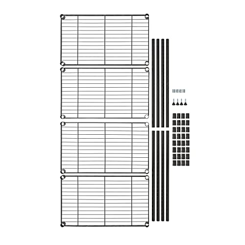 Amazon Basics 4-Shelf Adjustable, Storage Shelving Unit, (200 Pound Loading Capacity per Shelf), Steel Organizer Wire Rack, 13.4"D x 23.2"W x 48"H, Black