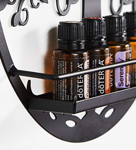 SoCal Buttercup Essential Oils & Nail Polish Organizer - Display Holder Storage Shelf from Oval Black with Tree Silhouette - Wall Mounted Round Rack Oil Bottle Storage (Black)