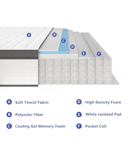 elitespace 10 Inch Memory Foam Hybrid Medium Firm Queen Mattress, Breathable Soft Pressure Relief