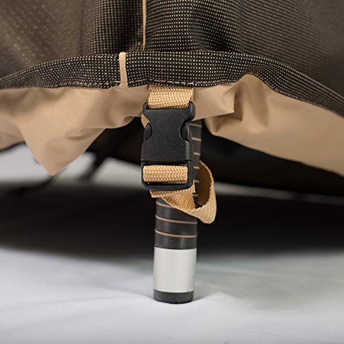 Budge StormBlock Hillside Oval Patio Table Cover Premium, Outdoor, Waterproof, Medium, Black and Tan Weave