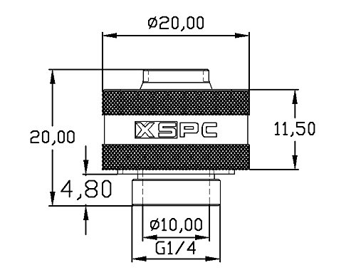 XSPC G1/4" to 3/8" ID, 5/8" OD Compression Fitting V2 for Soft Tubing, Black Chrome, 12-pack