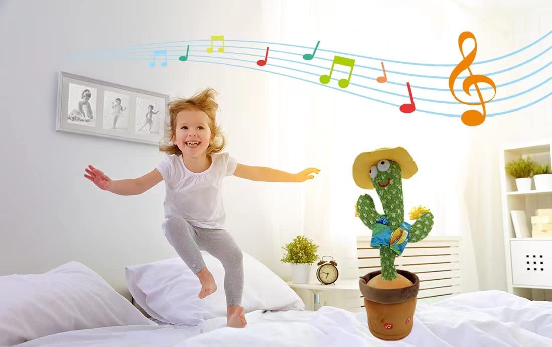 Ferlert Dancing Cactus,Talking Cactus Toy, Electronic Dancing Cactus Toy with Lighting,Singing Cactus Recording and Repeat Your Words,Cactus Mimicking Toy Green A