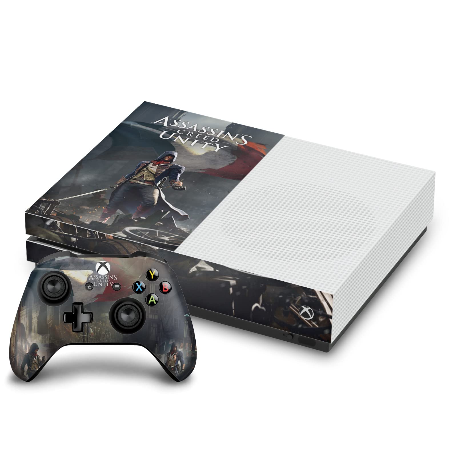 Head Case Designs Officially Licensed Assassin's Creed Arno Dorian French Flag Unity Key Art Vinyl Sticker Gaming Skin Decal Cover Compatible With Xbox One S Console and Controller Bundle