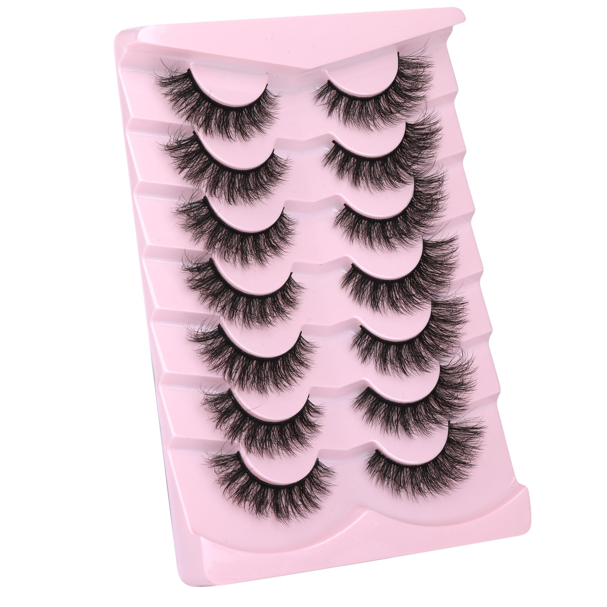 ALPHONSE Lashes Fluffy 3D Faux Mink Eyelashes 15MM Cat Eye Lashes Natural Look Wispy Strip False Lashes Pack
