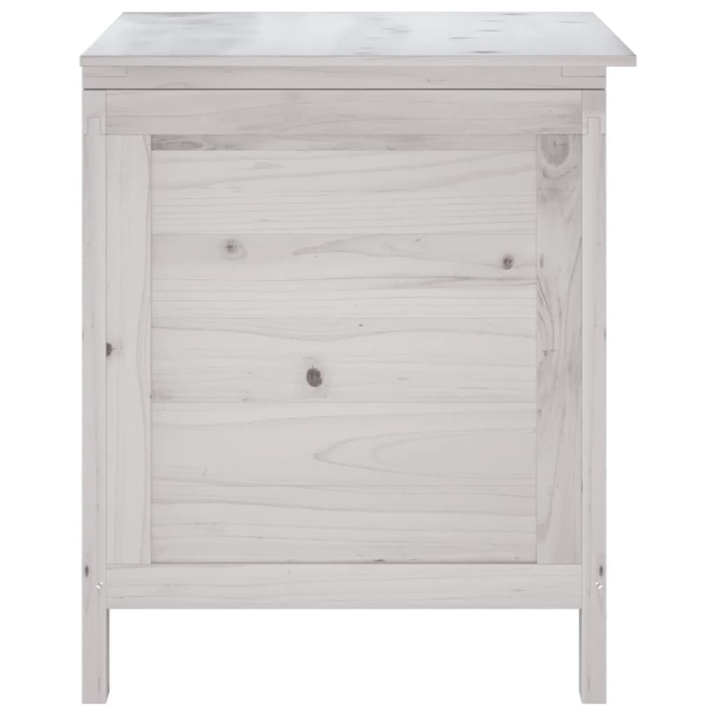 vidaXL Solid Fir Wood Patio Storage Box - White Outdoor Cushion Chest for Garden Tools and Toys with Slatted Base, 19.7x19.3x22.2 Inches