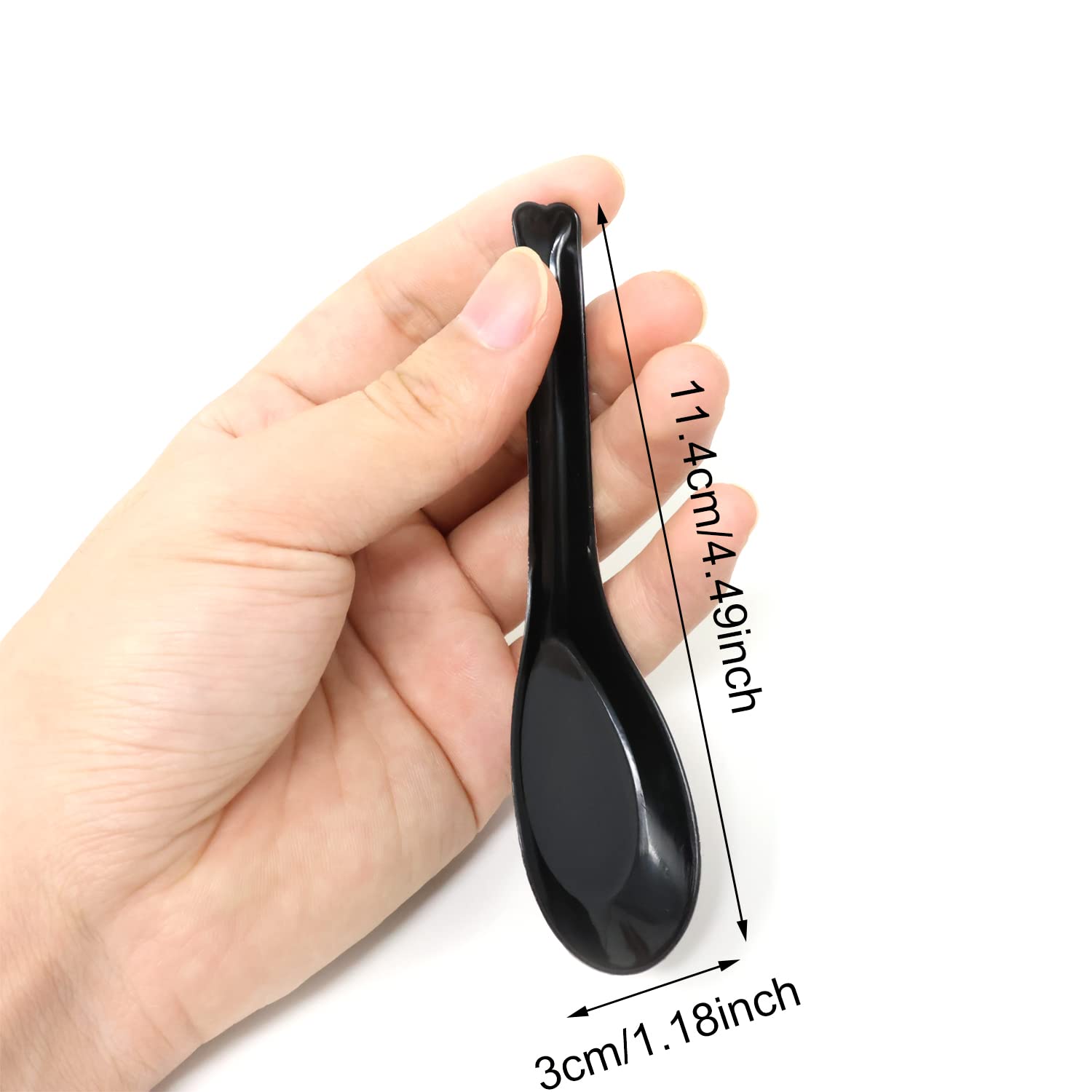 Honbay 60PCS Disposable Plastic Soup Spoon, White Translucent Dinner Spoon, Asian Soup Spoons for Egg Custard, Pudding, Oatmeal, Stews, Ramen, Pho, etc (Black)