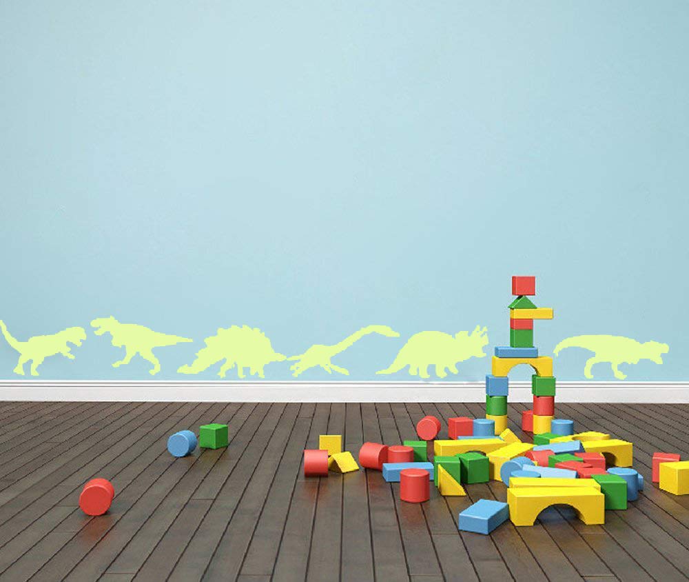 ufengke 9-pcs Dinosaurs Wall Decals Fluorescence Stickers Glow in The Dark, Children's Room Nursery Removable Wall Stickers Murals