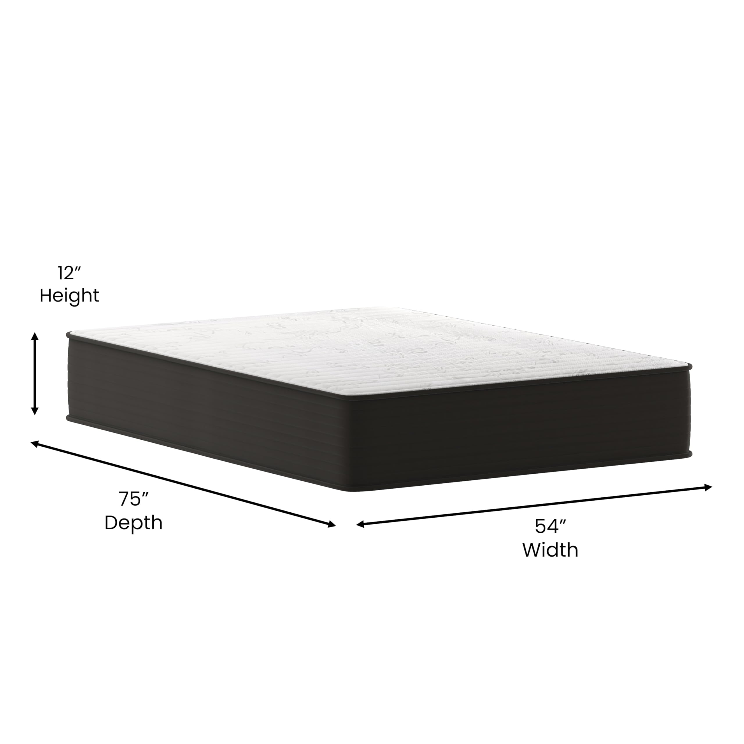 BizChair Dream 12" Hybrid Spring and Foam Mattress in a Box, High Density Foam and Spring Hybrid Mattress for Pressure Relief, Full