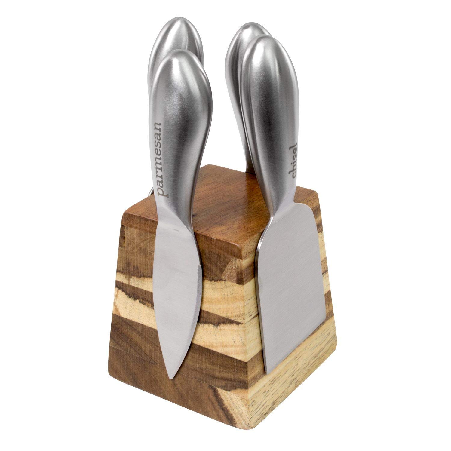 Zelancio Marble and Acacia Wooden Serving Cheese Board, 6 Piece Set Includes Stainless Steel Cheese Tools, Serving Paddle, Wood Cheese Knife Holder with Integrated Magnets