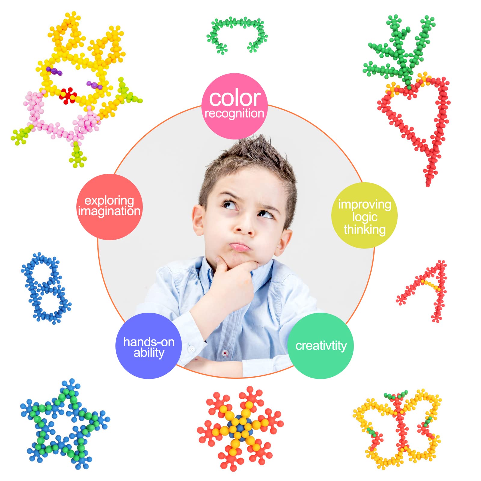 FALDAA 400 Pieces Building Blocks Kids STEM Toys Educational Building Toys Discs Sets Interlocking Solid Plastic Building Blocks for Preschoolers Kids Boys and Girls Aged 3+ Kids Toys (400PCS)
