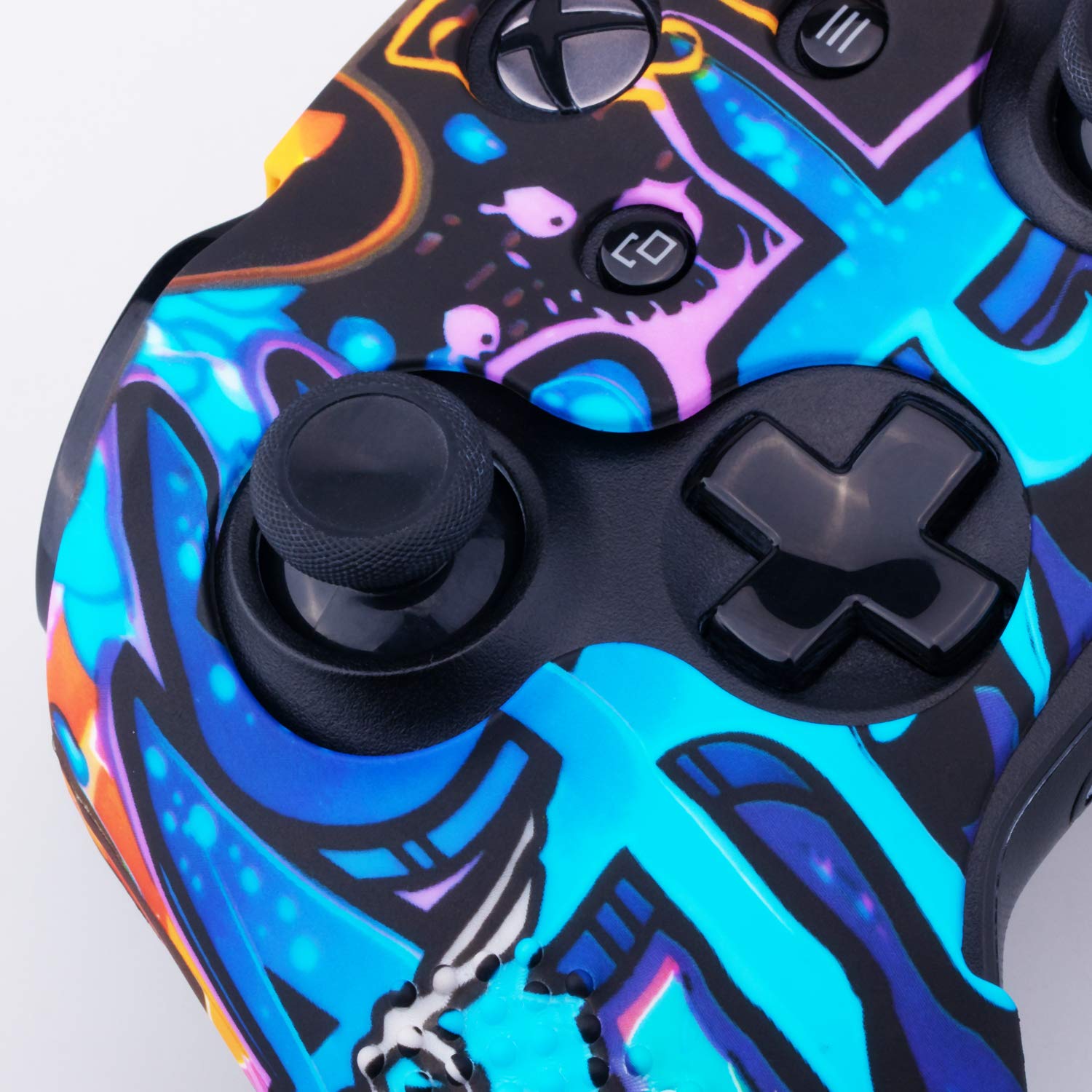 9CDeer Studded Protective Customize Transfer Printing Silicone Cover Skin Sleeve Case + 8 Thumb Grips Analog Caps for Xbox One/S/X Controller Graffiti Compatible with Official Stereo Headset