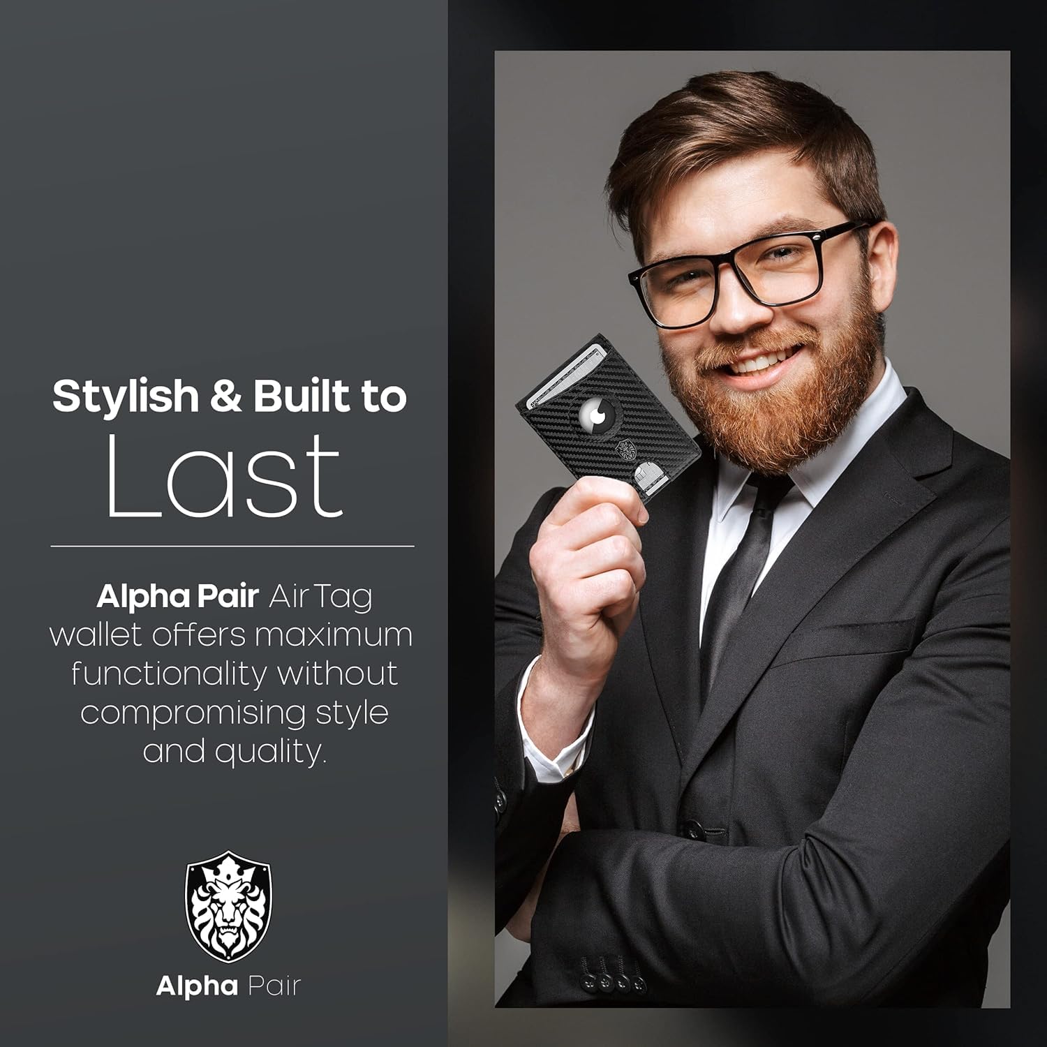 ALPHA PAIR Smart Wallet with Air Tag Holder & Clip - Minimalist Bifold RFID Blocking Wallet - Airtag Wallet Men with Money Clip - Wallet with Airtag Holder - Men Wallet with Airtag