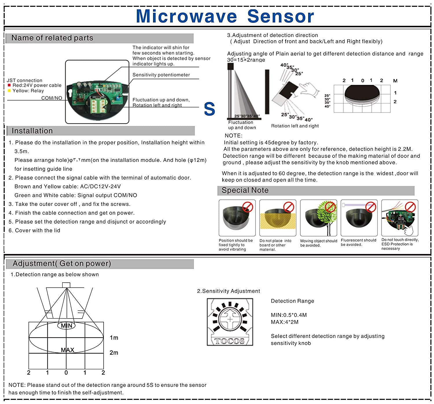 UHPPOTE Microwave Sensor Motion Detector for Automatic Door Autodoor