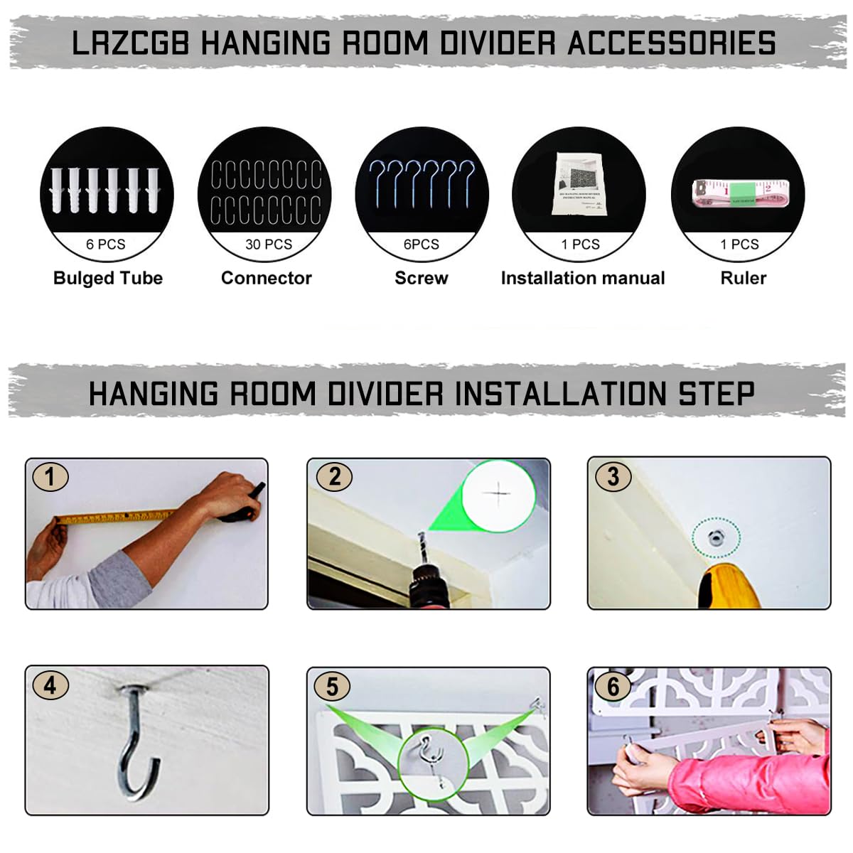Hanging Room Divider - 10Pieces White Wood-Plastic Hanging Screen Panel DIY Wall Dividers Privacy Room Hotel Decoration (Mali)