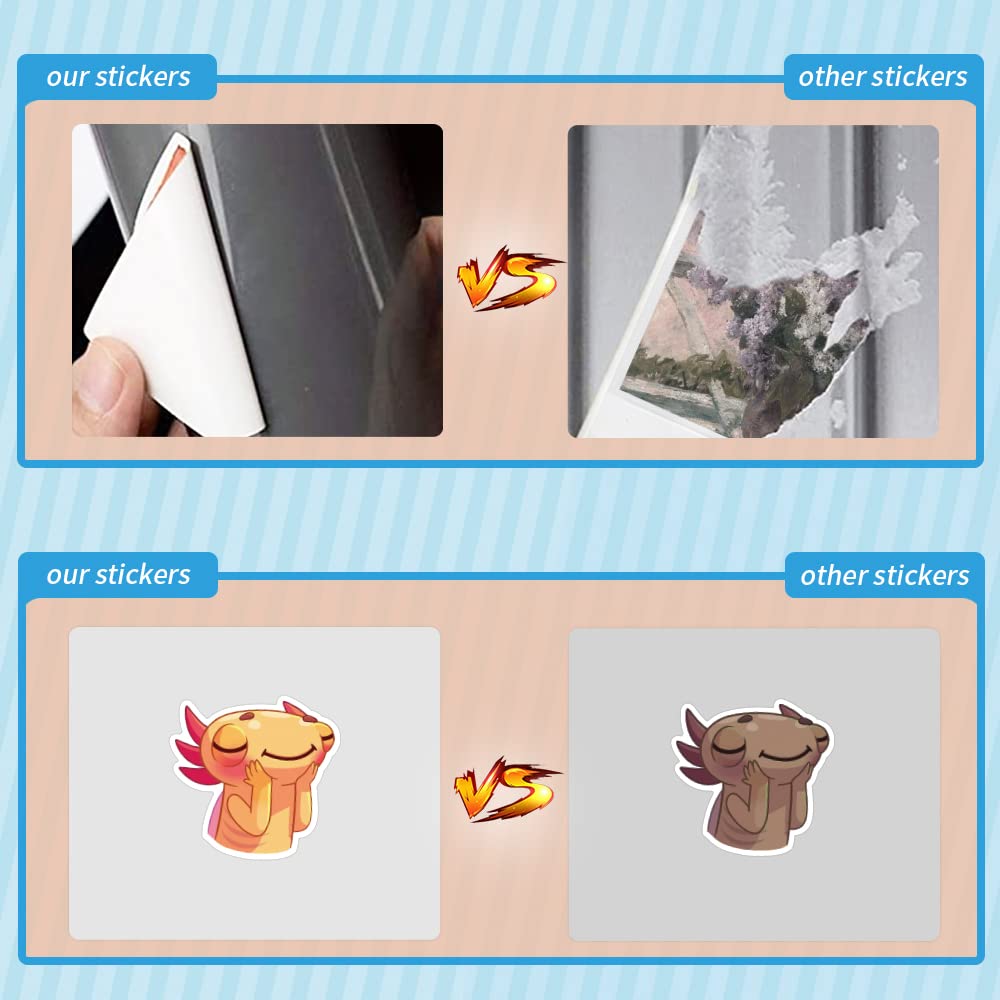 Cute Reptiles Stickers, 52Pcs Vinyl Waterproof Axolotl Stickers, Gifts for Kids, Women,Teens Classmate Colleagues,Adults
