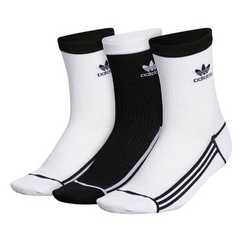 adidas Originals Women's Originals Sport 3-Pack Mid-Crew, White/Black, Medium