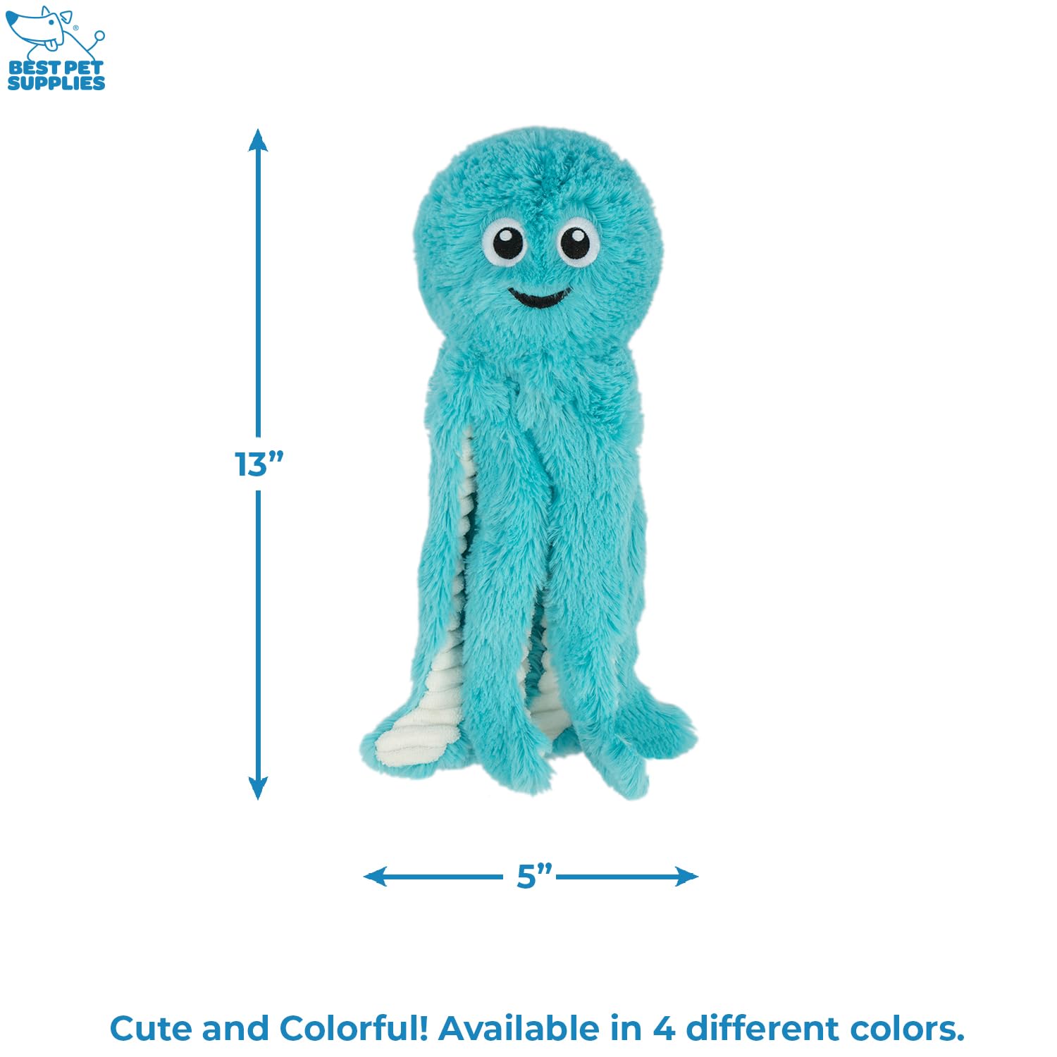 Best Pet Supplies OctoMutant Crinkle Plush Dog Toys for Interactive Play, Puppy and Senior Indoor Play, Colorful Octopus Toy Shape, Soft Head Stuffing, Cute and Cuddly