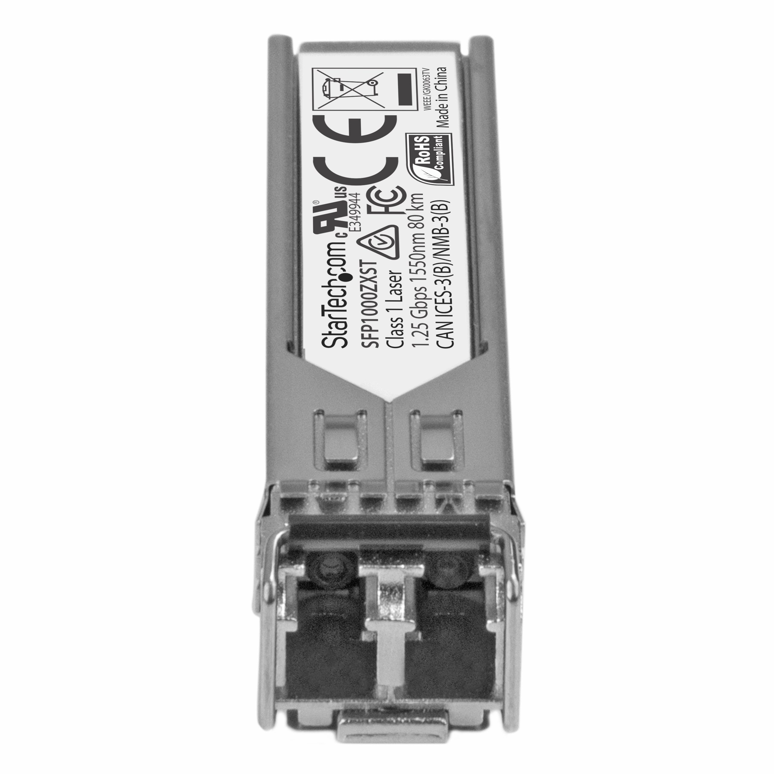 StarTech.com MSA Uncoded Compatible SFP Module - 1000BASE-ZX - 1GbE Single Mode Fiber (SMF) Optic Transceiver - 1GE Gigabit Ethernet SFP - LC 70km - 1550nm - DDM (SFP1000ZXST),Silver