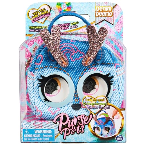 Purse Pets Micros, Denim Deerie Stylish Small Purse with Eye Roll Feature, Kids Toys for Girls Aged 5 and up